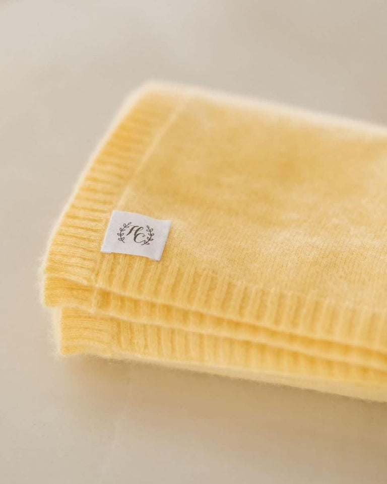 Cashmere Plain Knit Baby Blanket - Lemon – Heirloom Cashmere Australia