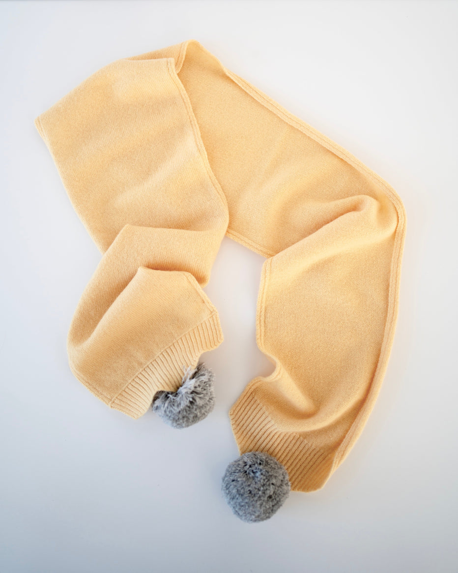 Cashmere Kids Pom-pom Scarf - Lemon – Heirloom Cashmere Australia